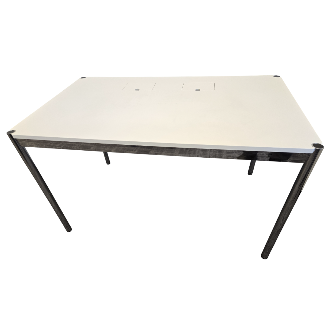 USM Haller T49 30x49-in Desk in Pure White MDF with Cable Access Doors ...